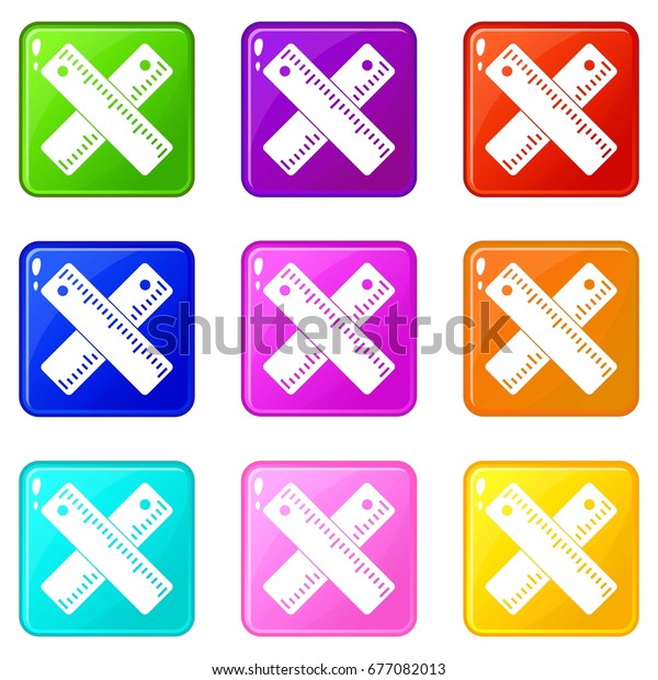 Two Crossed Rulers Icons 9 Color Stock Vector (Royalty Free) 677082013 ...