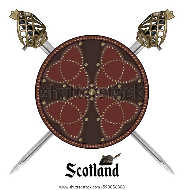 Two Crossed Scottish Highland Backsword Scottish Stock Vector (Royalty ...