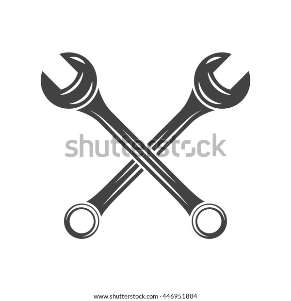 Two Crossed Spanners Black On White Stock Vector (Royalty Free ...