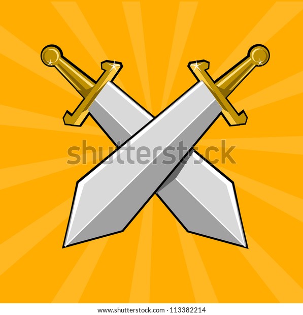 Two Crossed Swords Cartoon Vector Illustration Stock Vector (Royalty ...
