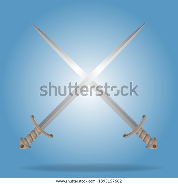 Two Crossed Swords Illustration High Detailed Stock Vector (Royalty ...