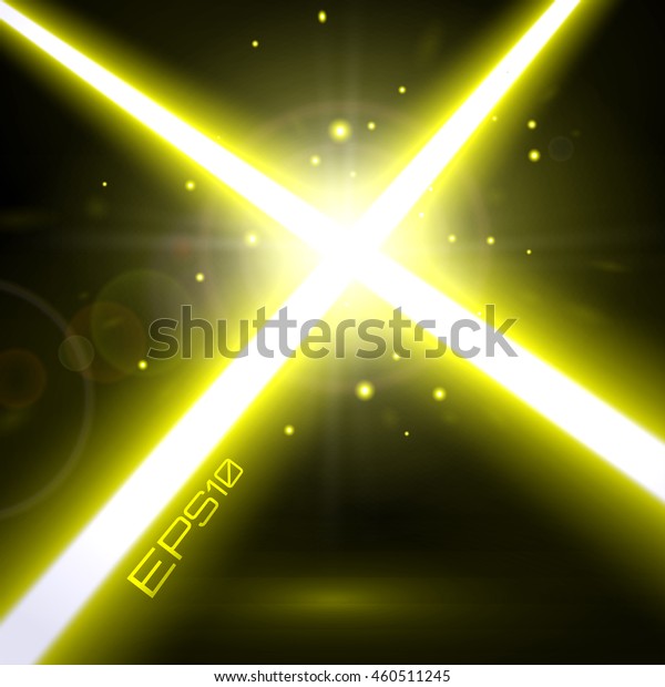 Two Crossing Yellow Lasers Background Light Stock Vector (Royalty Free ...
