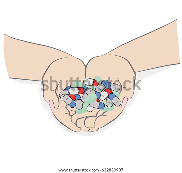 Two Cupped Hands Holding Handful Pile Stock Vector (Royalty Free ...