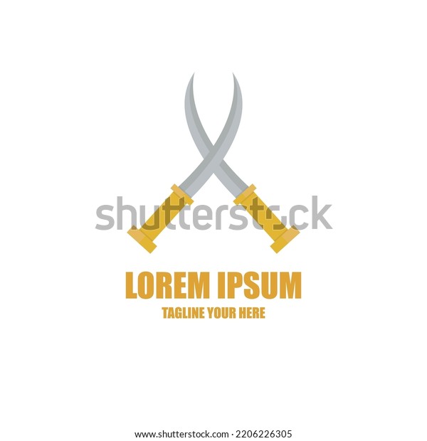 Two Curved Swords Curved Sword Logo Stock Vector (Royalty Free ...