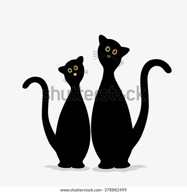 Two Cute Black Cats On White Stock Vector (Royalty Free) 378882499 ...