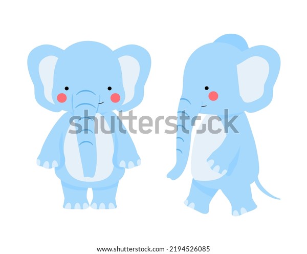Two Cute Blue Cartoon Elephants Elephant Stock Vector (Royalty Free ...