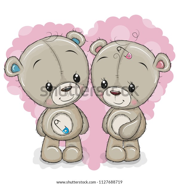 Two Cute Cartoon Bears On Background Stock Vector (Royalty Free ...