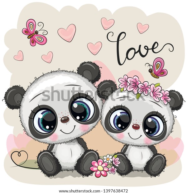 Vector de stock (libre de regalías) sobre Dos lindos Pandas de ...