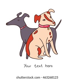 Two Cute Dogs Color Vector Illustration Stock Vector (Royalty Free ...