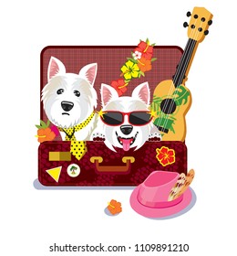 Two Cute Dogs Suitcase Vector Stock Vector (Royalty Free) 1109891210 ...