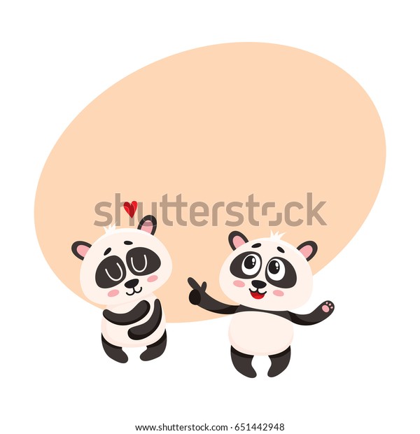 Two Cute Funny Smiling Baby Panda Stock Vector (Royalty Free) 651442948 ...