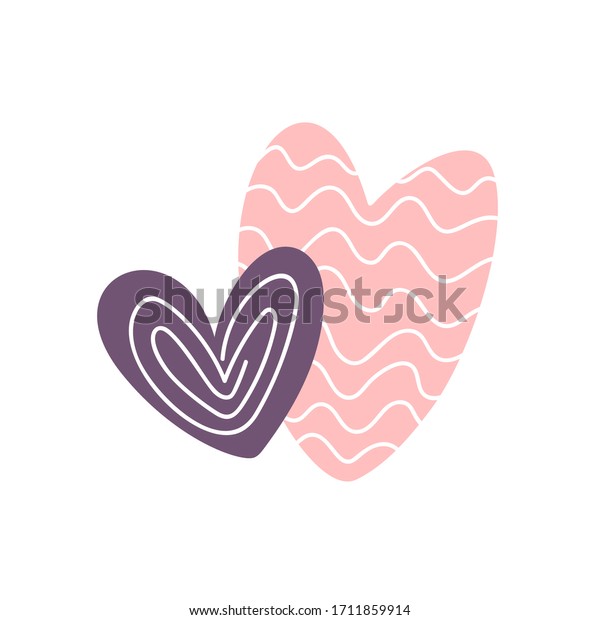 Two Cute Hearts Isolated On White Stock Vector (Royalty Free ...