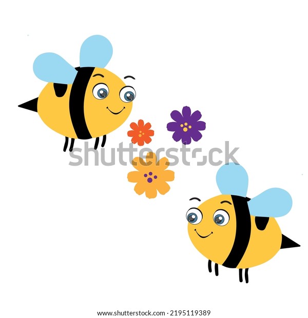Two Cute Little Bees Flying Vector Stock Vector (Royalty Free ...