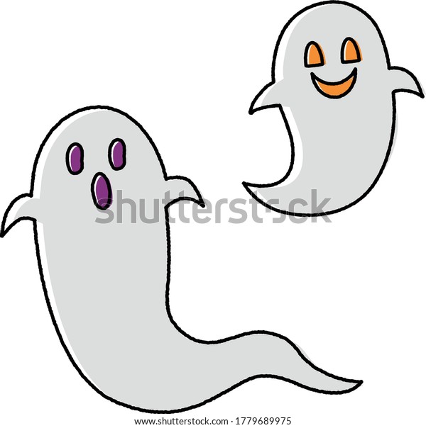 Two Cute Spooks Halloween Hand Drawn Stock Vector (Royalty Free ...