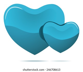 Two Cyan Hearts Isolated On White Stock Vector (Royalty Free) 246708613 ...