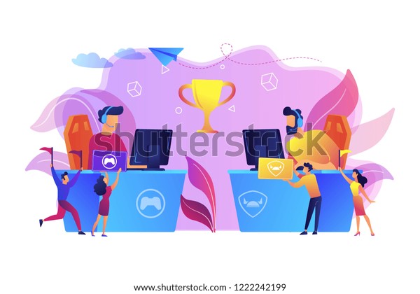 Two Cyber Sport Players Computers Competing Stock Vector (Royalty Free ...