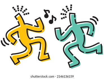 Two Dancing Stick Figures Vector Stock Vector (Royalty Free) 2146136159 ...