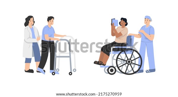 Two Doctors Help People One On Stock Vector (Royalty Free) 2175270959 ...