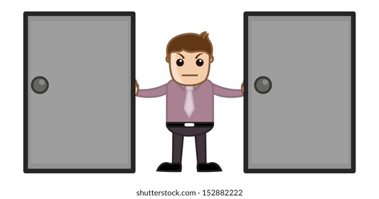 Two Door Choice Concept Business Cartoon Stock Vector (Royalty Free ...