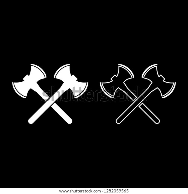 Two Doublefaced Viking Axes Icon Set Stock Vector (Royalty Free) 1282059565