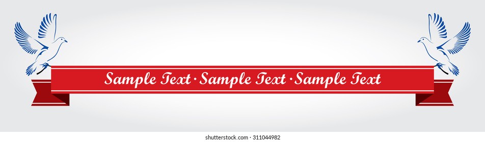 Two Doves Flying Red Ribbon Dove Stock Vector (Royalty Free) 311044982