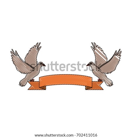 Two Doves Holding Banner Ribbons Clip Stock Vector (Royalty Free ...