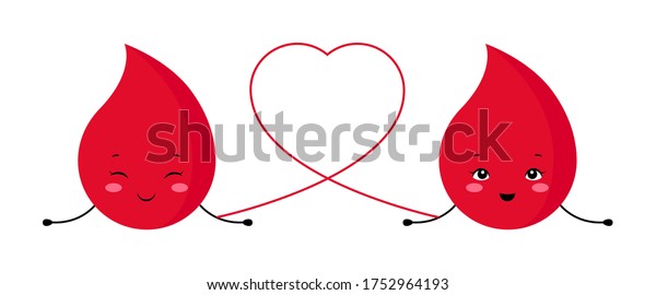 Two Drops Blood Cute Kawaii Faces Stock Vector (Royalty Free ...