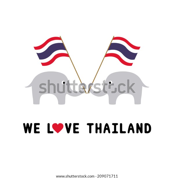 Two Elephants Hold Thai Flag Card Stock Vector (Royalty Free) 209071711 ...