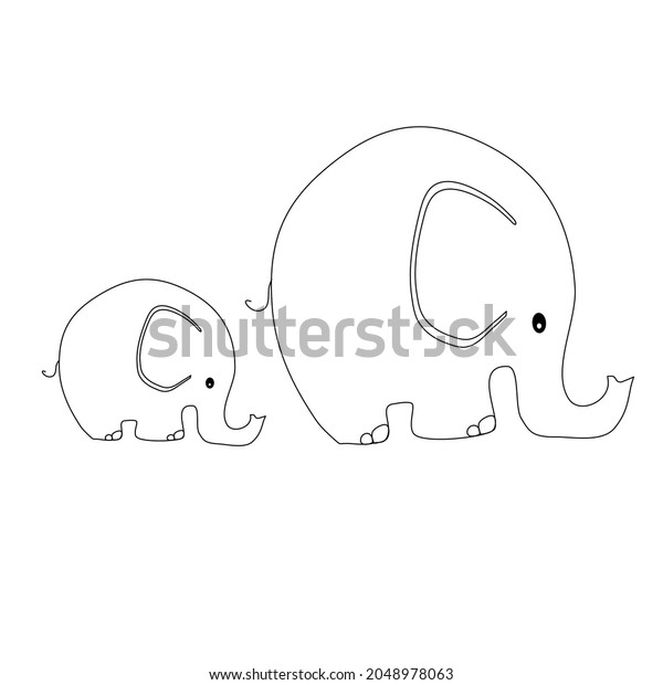 Two Elephants Kids Coloring Page Stock Vector (Royalty Free) 2048978063 ...
