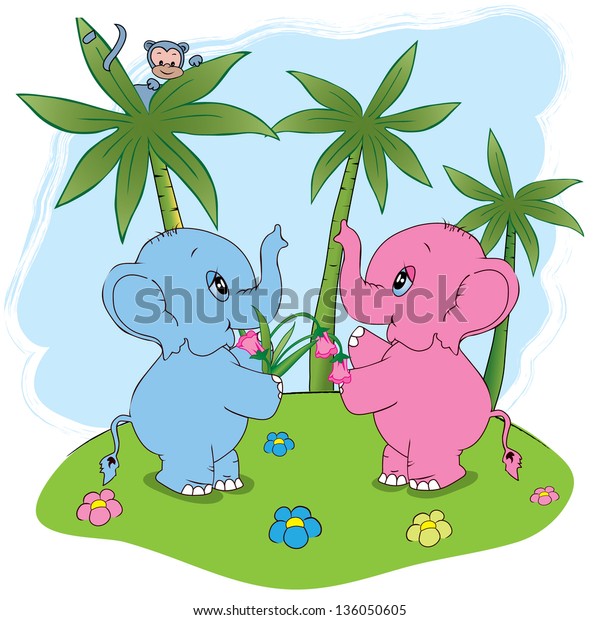 Two Elephants Playing Game Stock Vector (Royalty Free) 136050605 ...