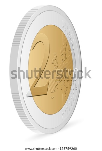Two Euro Coin On White Background Stock Vector (Royalty Free) 126759260 ...