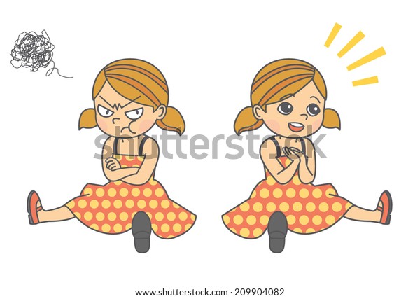 Two Facial Expressions Same Girl Sulk Stock Vector (Royalty Free ...