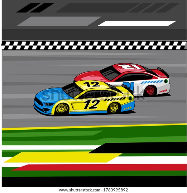 Two Fast Cars Overtaking Each Other Stock Vector (Royalty Free) 1760995892