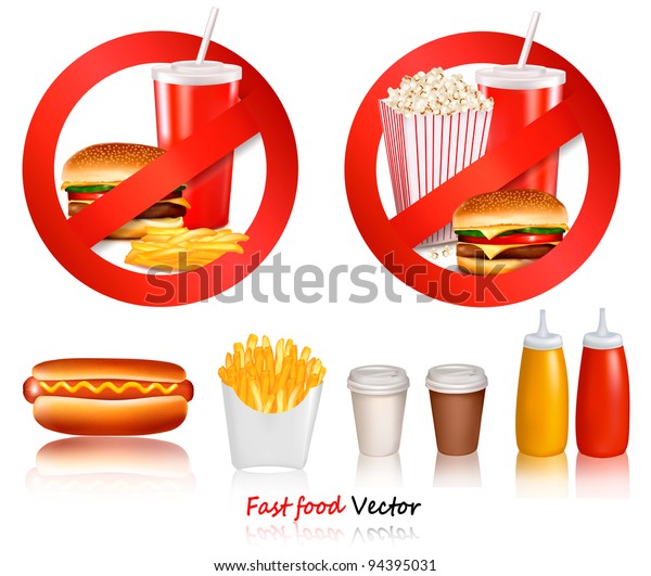 Two Fast Food Danger Labels Group Stock Vector (Royalty Free) 94395031