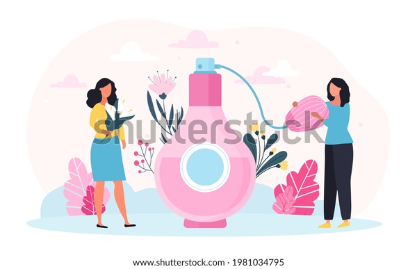 Two Female Characters Using Perfume Big Stock Vector (Royalty Free ...
