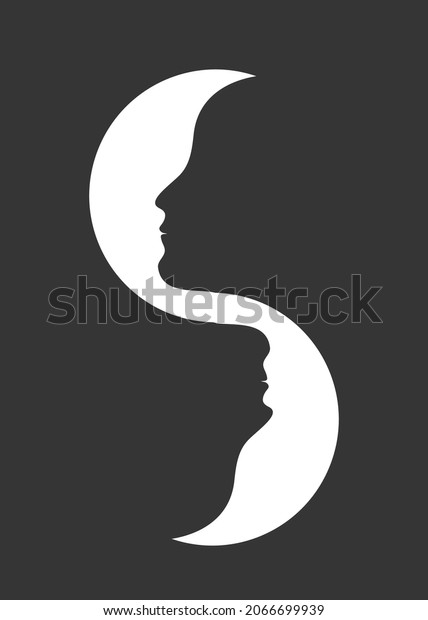 Two Female Faces Poster Mirror Reflection Stock Vector (Royalty Free ...