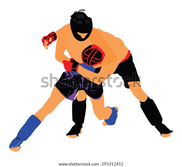 Two Fighters Ring Vector Illustrationfight Fighter Stock Vector ...