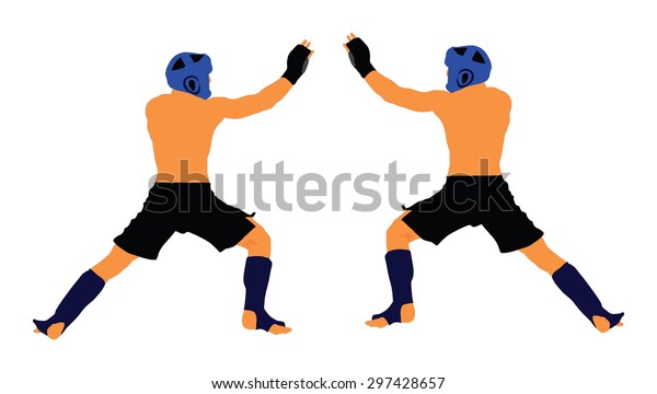 Two Fighters Ring Vector Illustrationfight Fighter Stock Vector ...