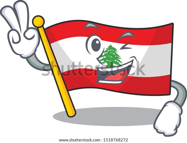 Two Finger Flag Lebanon Raised Above Stock Vector (Royalty Free ...