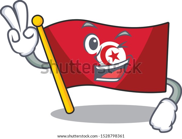 Two Finger Flag Tunisia Placed Above: เวกเตอร์สต็อก (ปลอดค่าลิขสิทธิ์ ...
