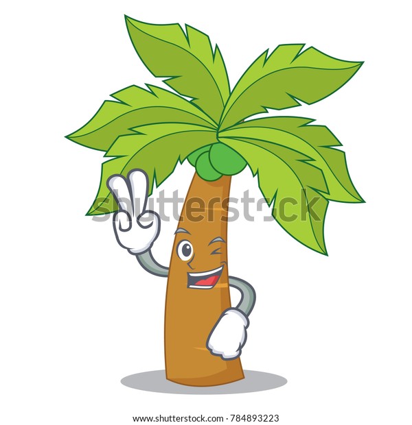 Two Finger Palm Tree Character Cartoon Stock Vector (Royalty Free ...