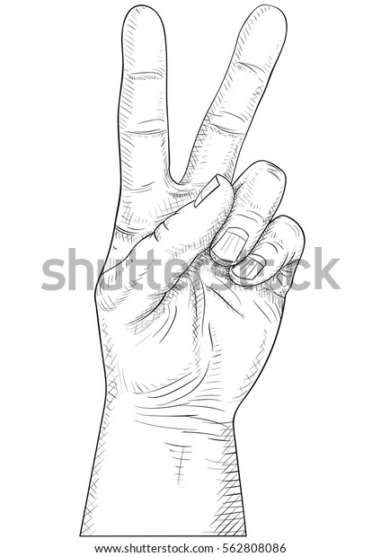 Two Fingers Victory Sign Stock Vector (Royalty Free) 562808086 ...