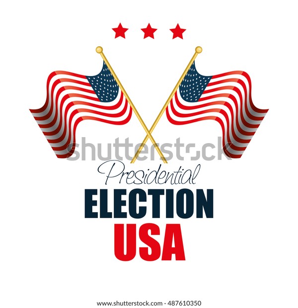 Two Flags Waving Usa Election Graphic Stock Vector (Royalty Free) 487610350