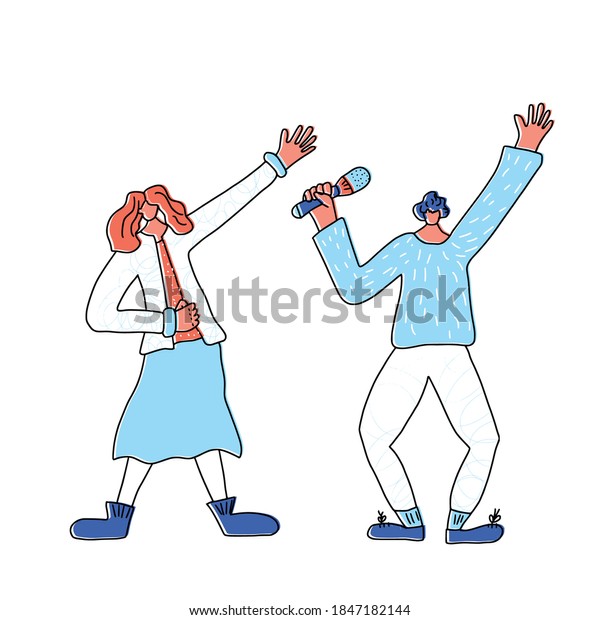 Two Friends Singing Isolated On White Stock Vector (Royalty Free ...
