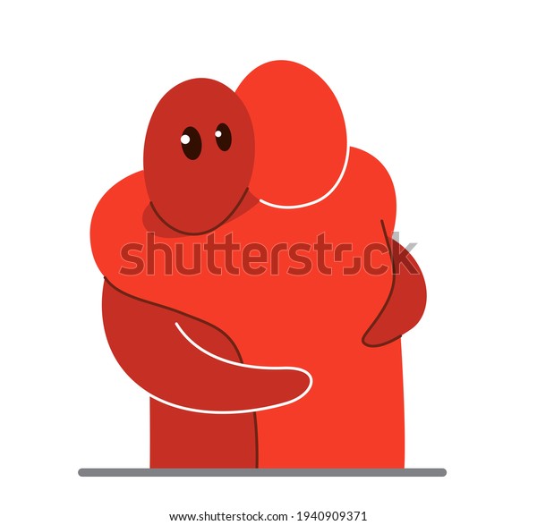 Two Funny Cartoon Men Hugging Each Stock Vector (Royalty Free ...