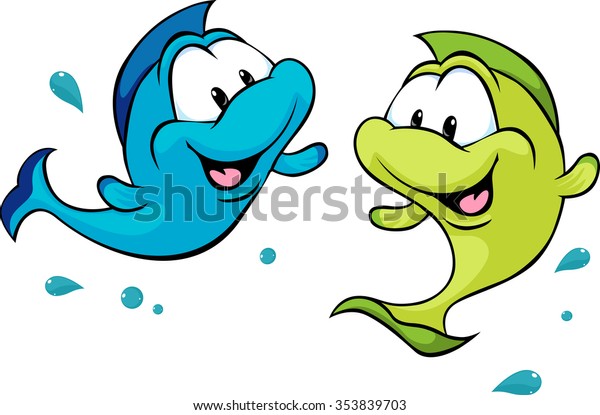 Two Funny Fish Isolated On White Stock Vector (Royalty Free) 353839703 ...