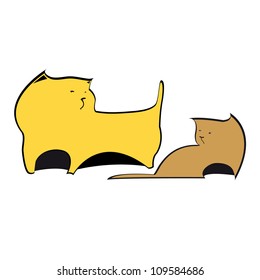 Two Funny Yellow Cats On White Stock Vector (Royalty Free) 109584686 ...