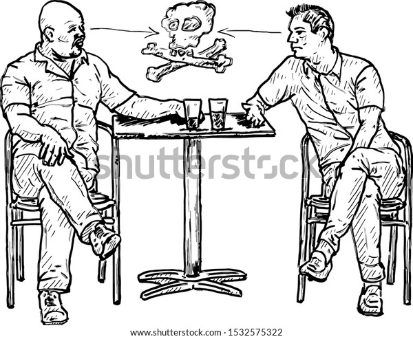 Two Gangster Man Sitting Table Giving 스톡 벡터(로열티 프리) 1532575322 ...