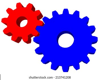 Two Gears Different Sizes Colors Stock Vector (Royalty Free) 213741208 ...