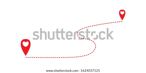 Two Geolocation Signs Heart Connecting Lovers Stock Vector (Royalty ...